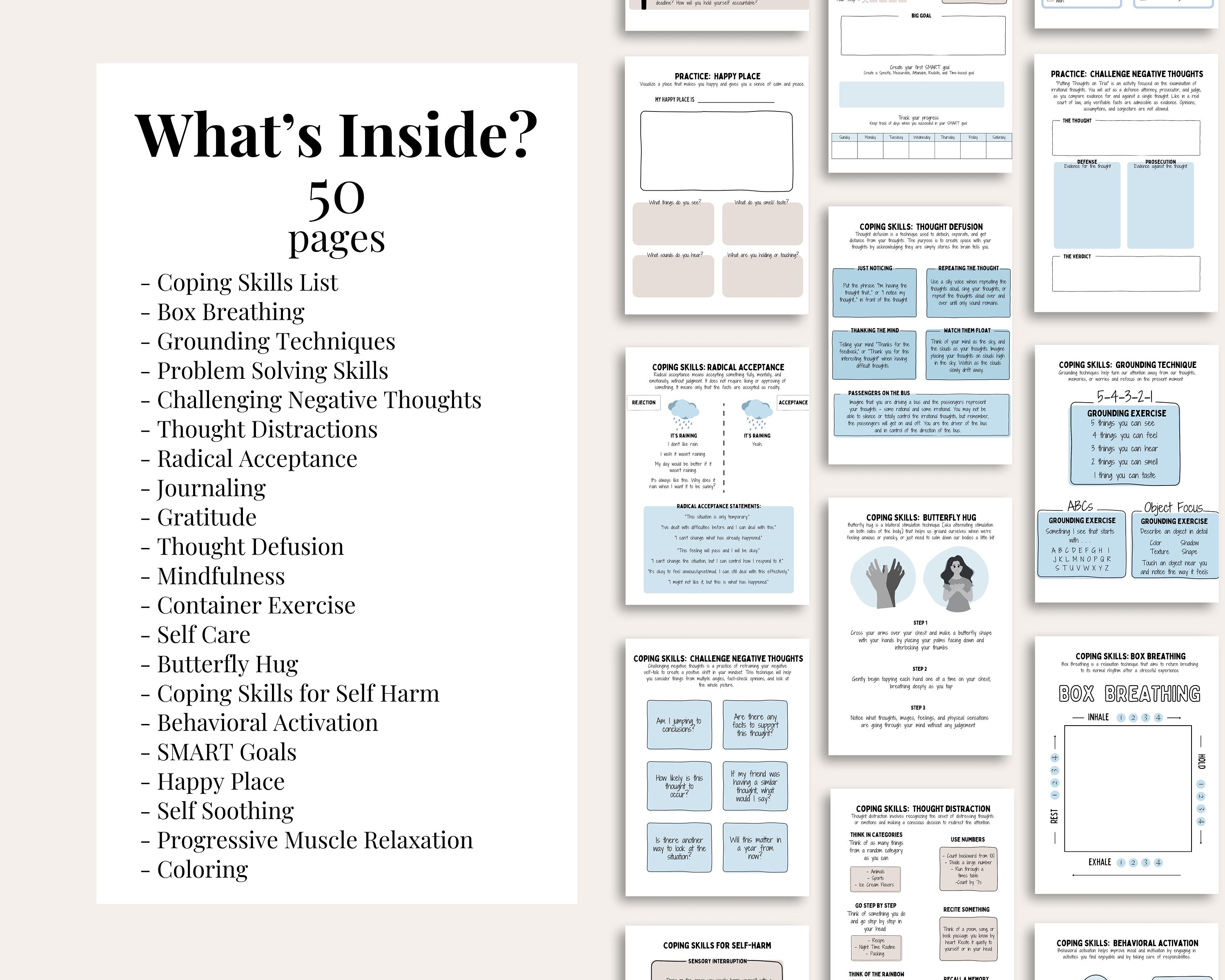 Coping Skills Bundle: CBT, DBT, Mindfulness (digital Download) - Etsy