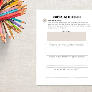 Core Beliefs CBT Worksheets: Therapist Resources (PDF) - Etsy