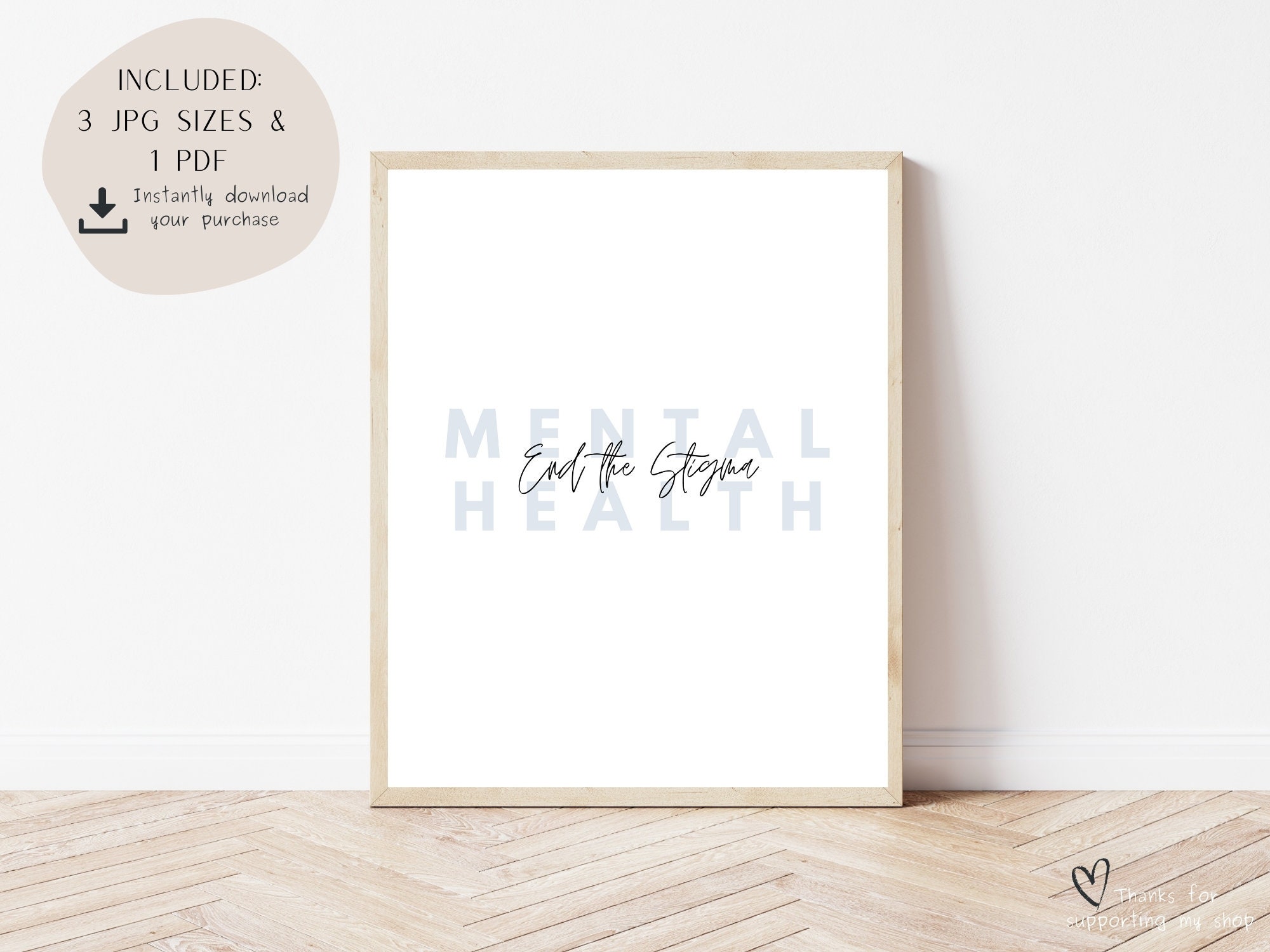 Mental Health End the Stigma Poster, Digital Download, Quote Print ...