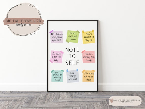 Mental Health Note to Self Mental Health Poster Therapy - Etsy