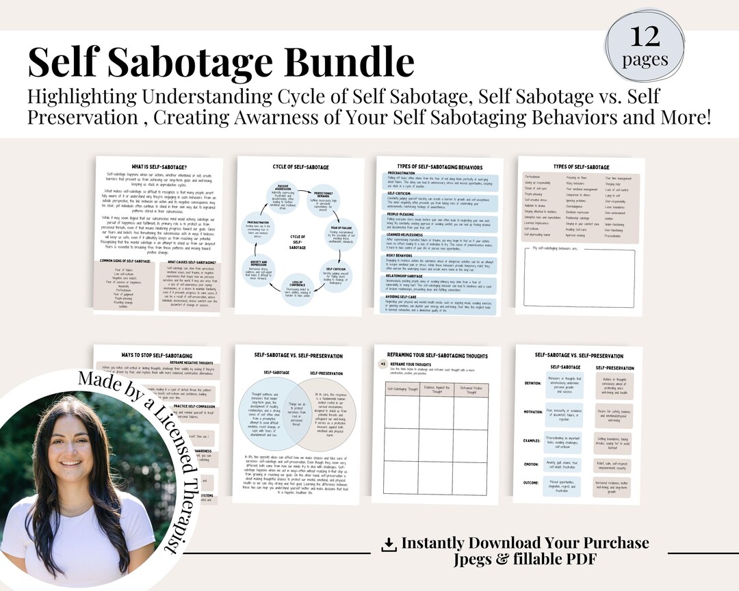 Self Sabotage Workbook: Awareness & Reframing Exercises (PDF) - Etsy