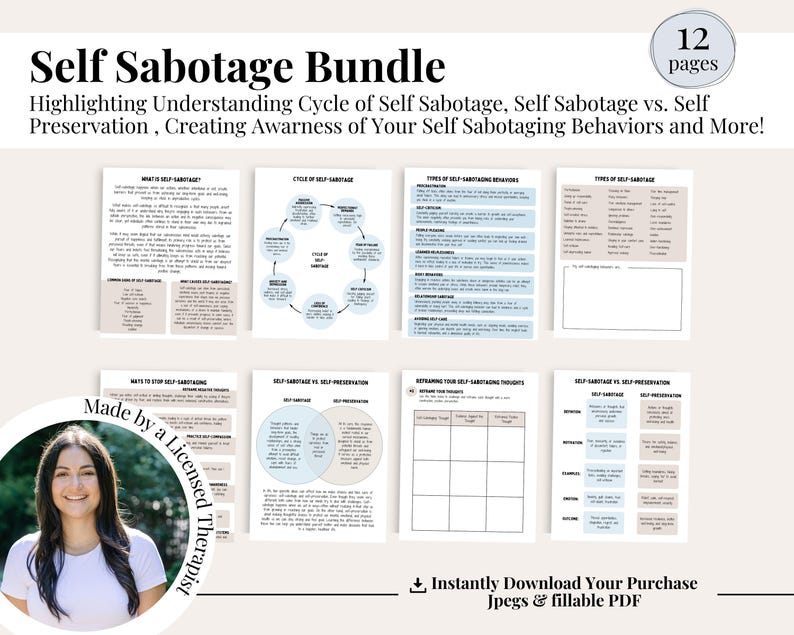 Self Sabotage Workbook: Awareness & Reframing Exercises (PDF) - Etsy