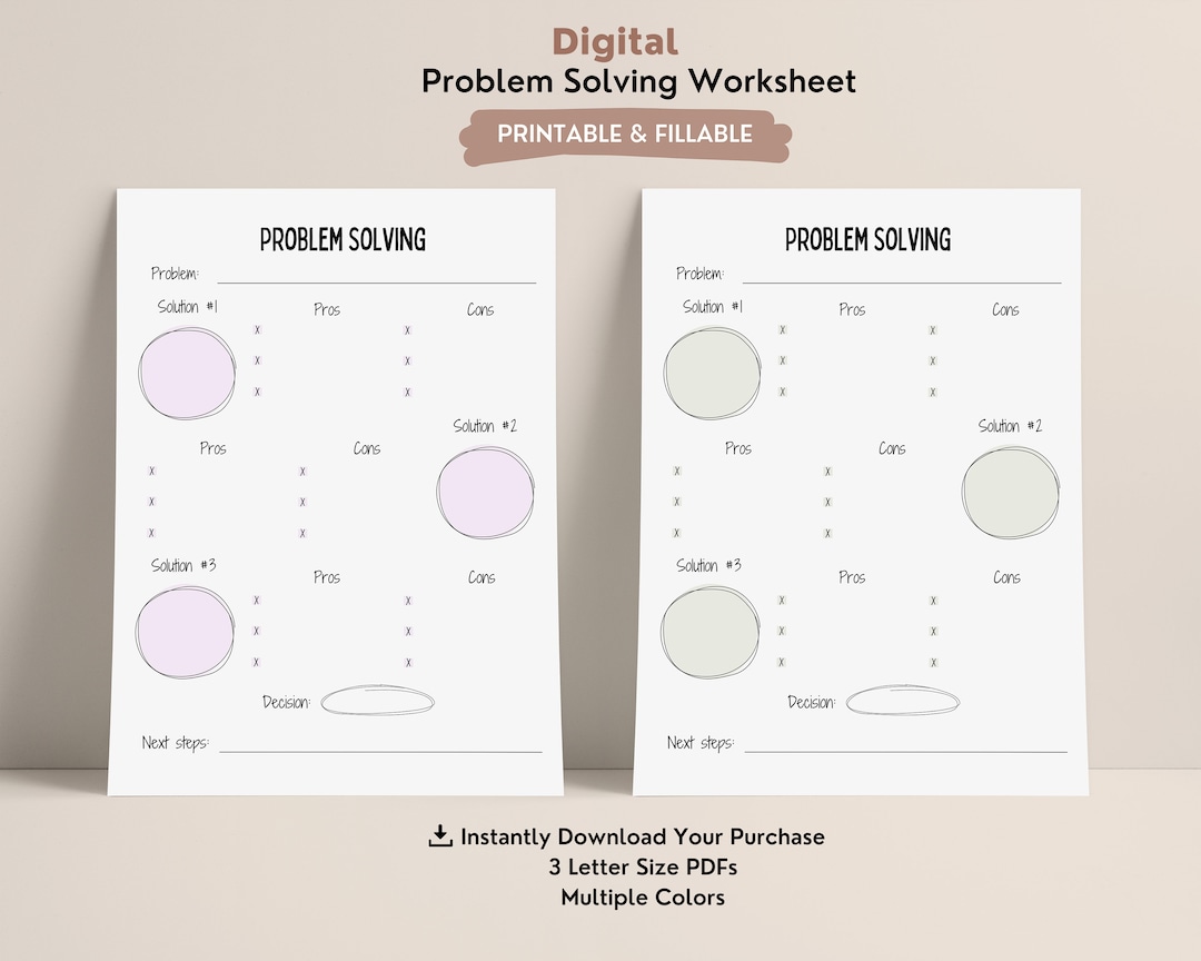 Problem Solving Printable Interactive Worksheet, Therapy Mental Health ...