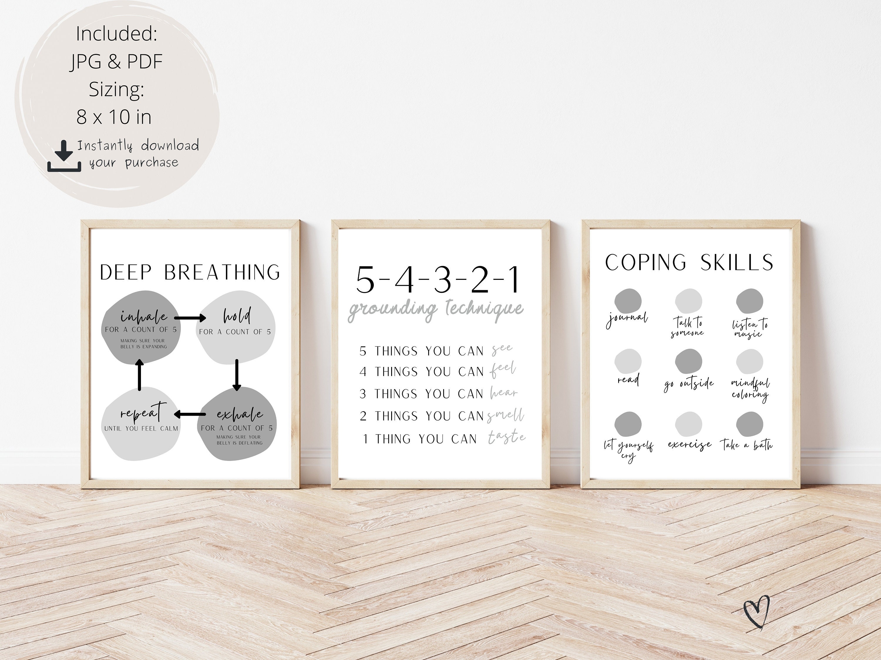 DIGITAL BUNDLE Grounding Exercise Print, Coping Skill Print, Wall Decor ...