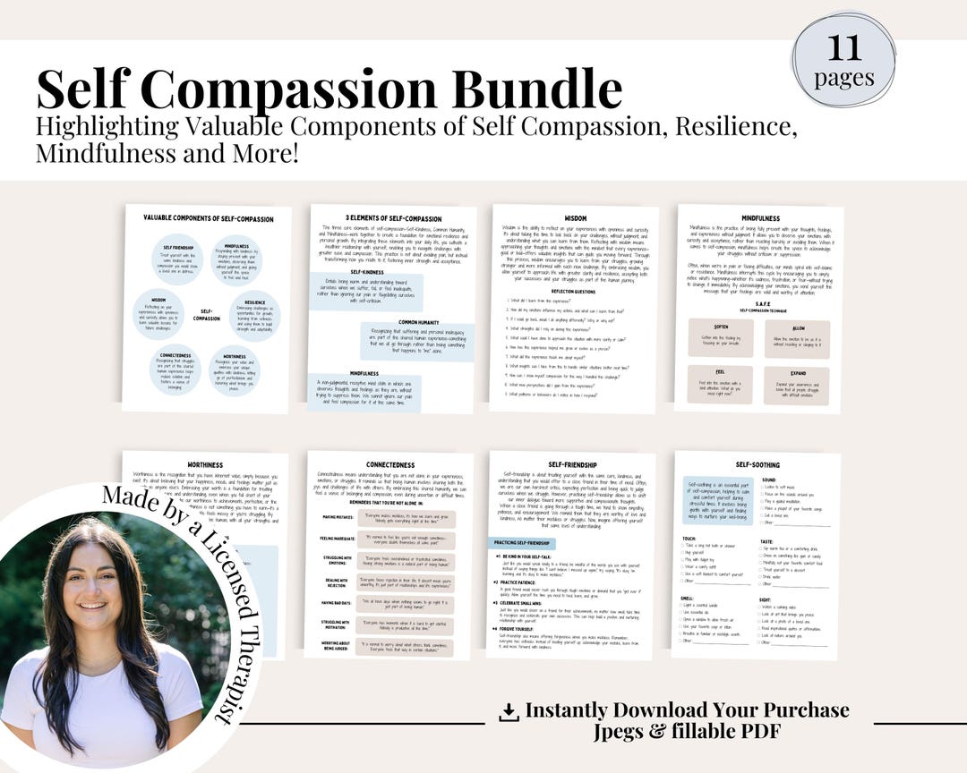 Self-compassion Workbook: Therapy Journal, Affirmations (PDF) - Etsy
