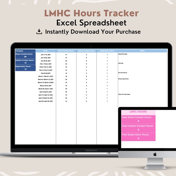 Lmhc Tracking Hours - Etsy Lmhc Tracking Hours - Etsy