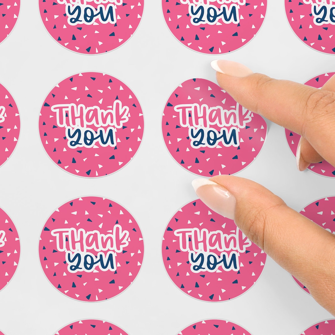 Circular Thank You Stickers, A4 Sheets, Matte Finish, Pink Stickers ...