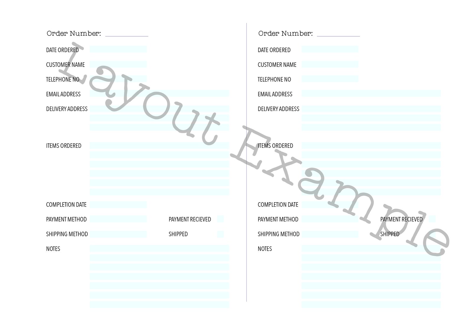 Order Book, Two Orders per Page - Etsy