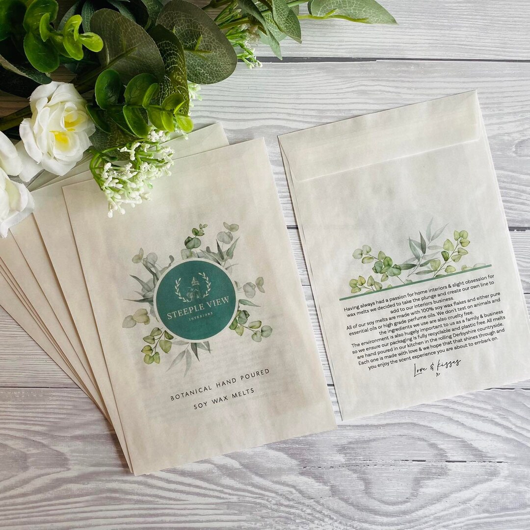 Custom Printed Glassine Wax Melt Bags, Biodegradable Packaging - Etsy UK