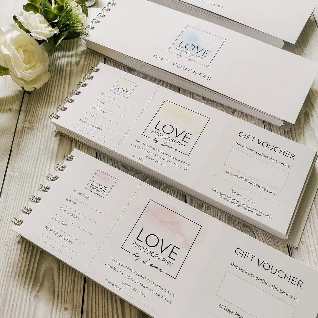 Custom Photography Gift Voucher Book, Personalized Logo, 40 Vouchers - Etsy