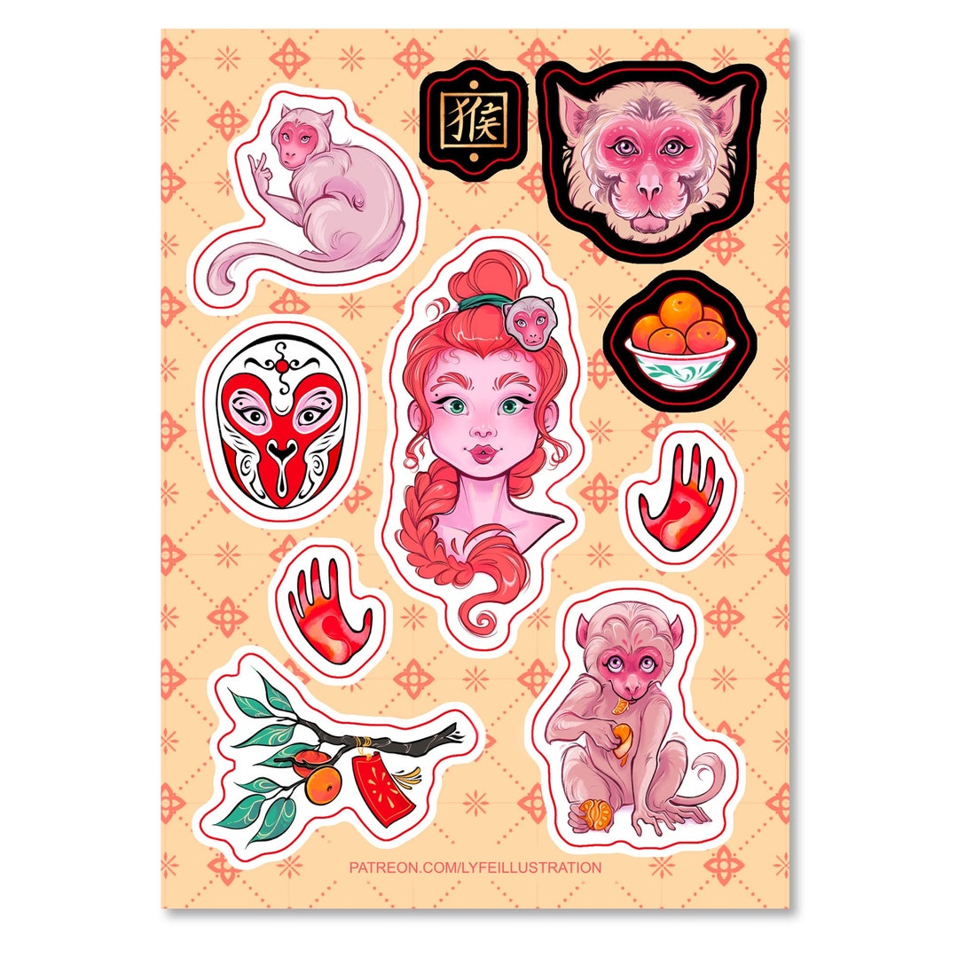 The Monkey Zodiac Sticker Sheet - Etsy