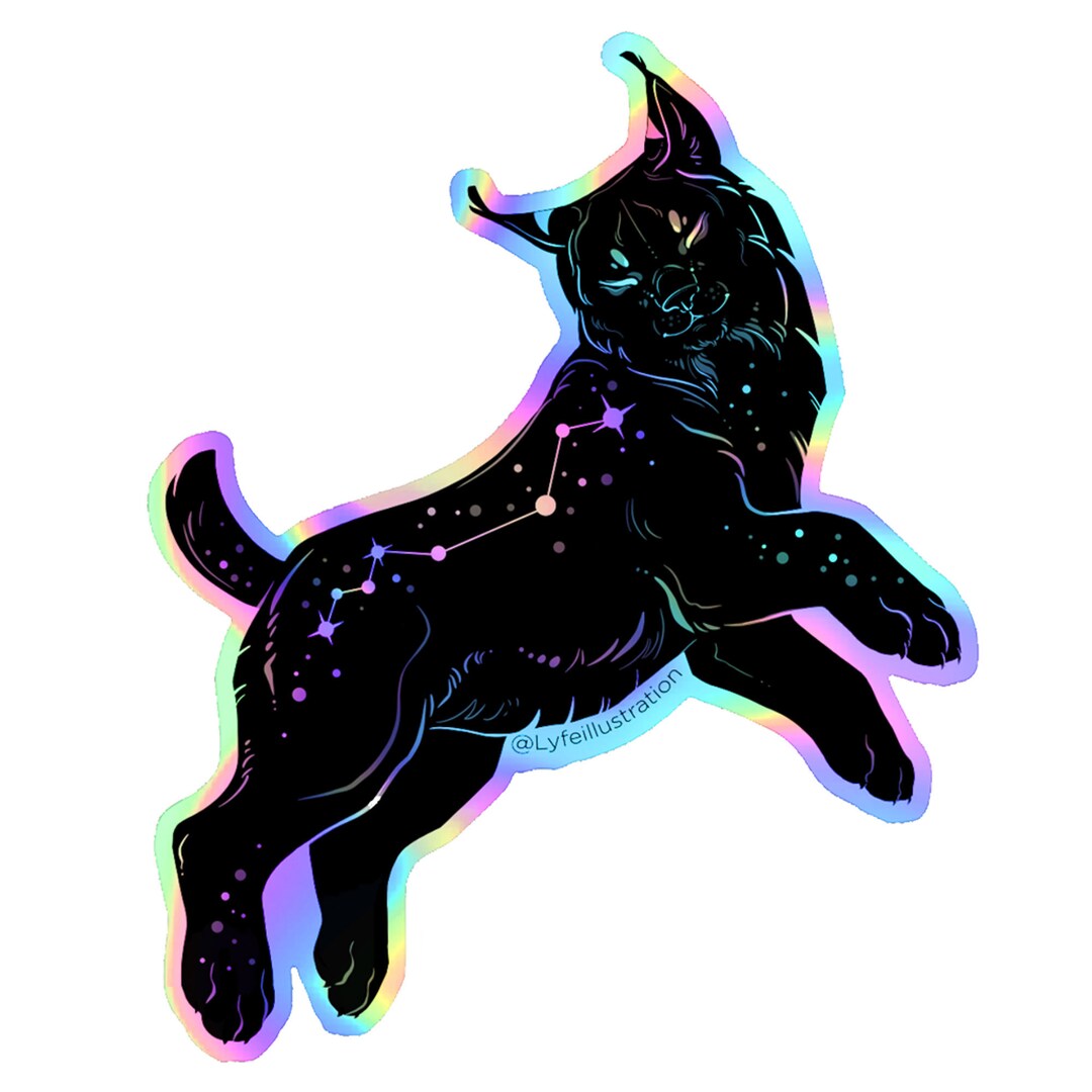 Holographic Galaxy Lynx Sticker - Etsy