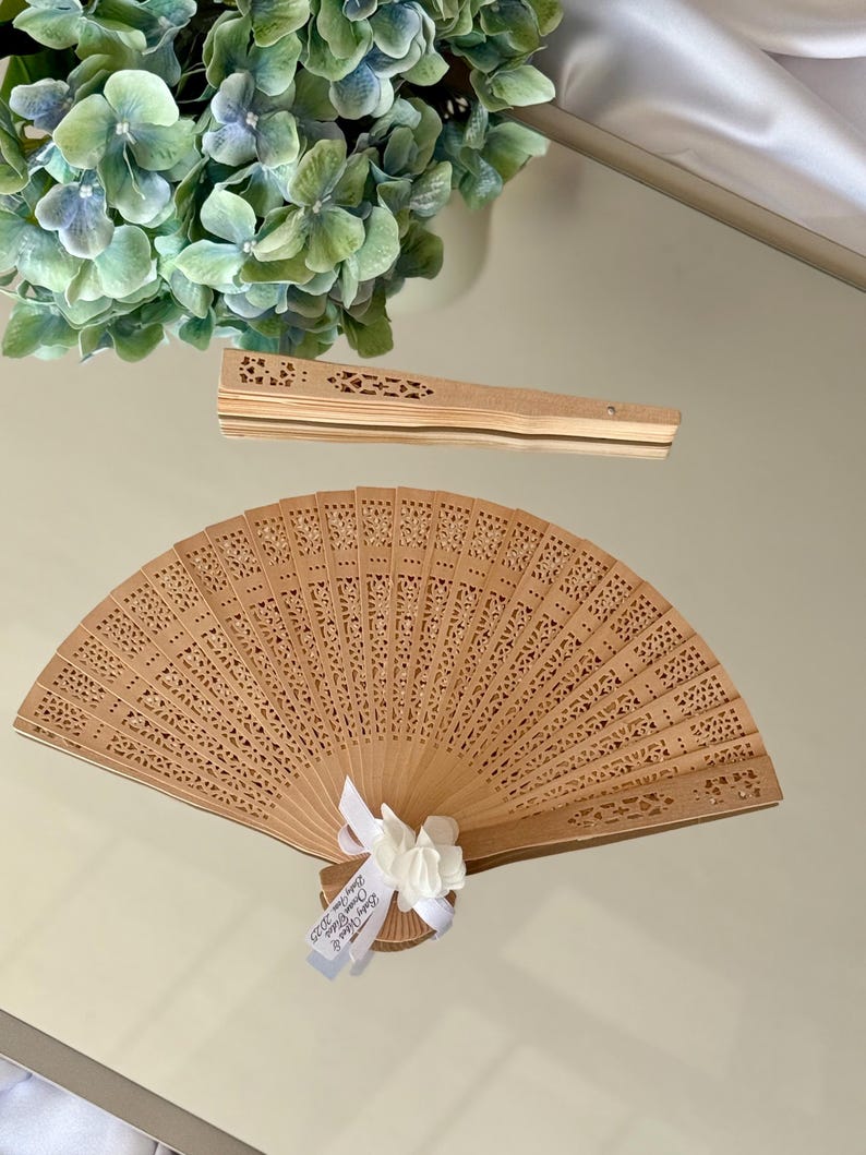 Personalized Wedding Hand Fan Favor: Elegant Carved Bamboo - Etsy
