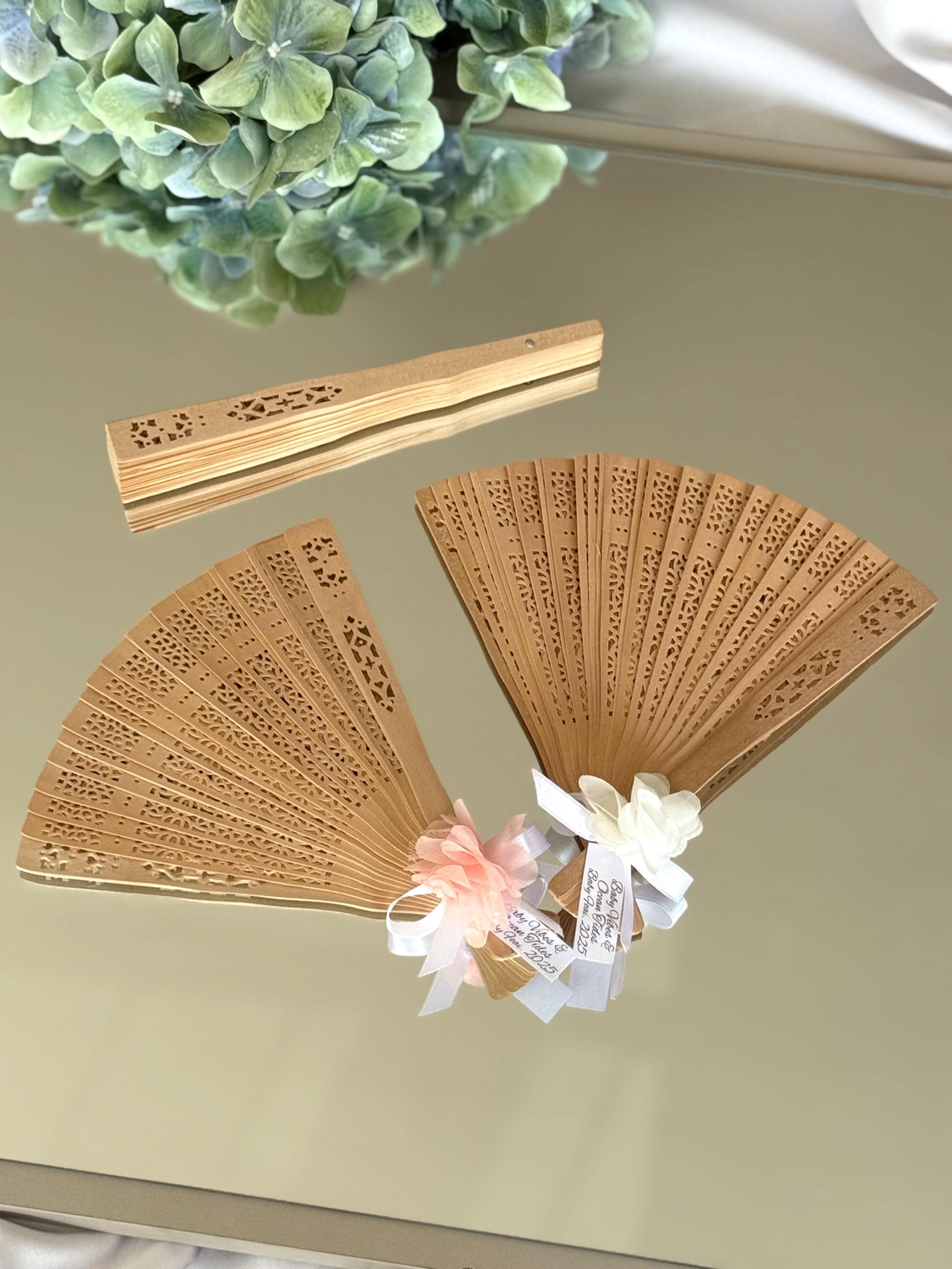 Personalized Wedding Hand Fan Favor: Elegant Carved Bamboo - Etsy