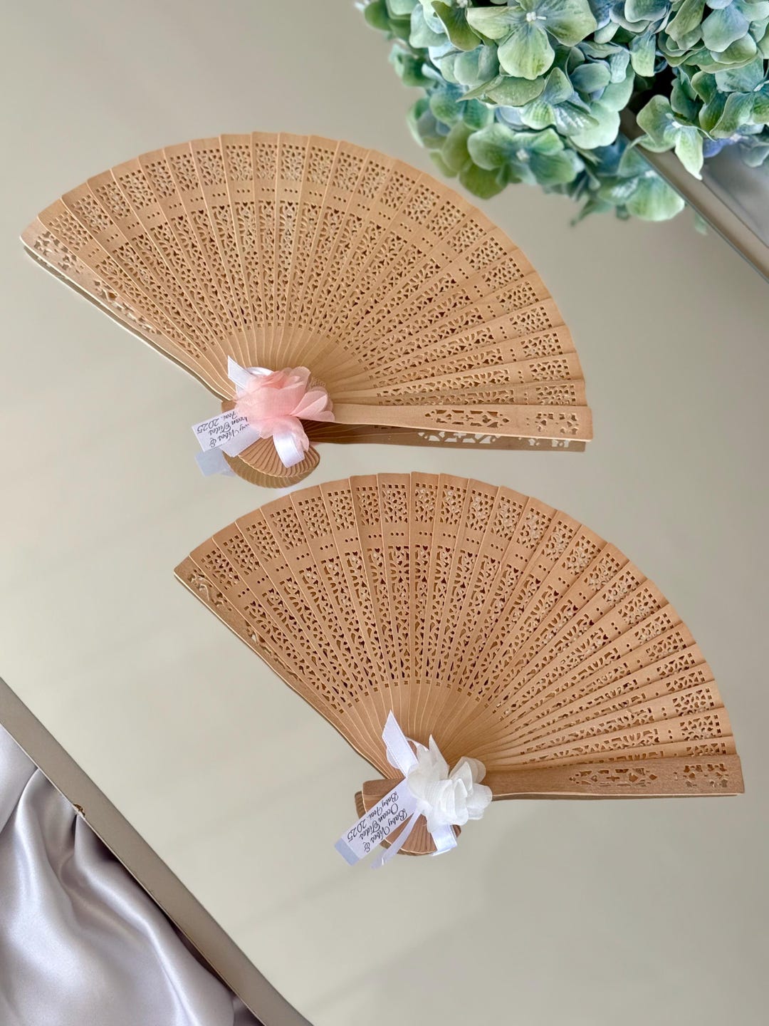 Personalized Wedding Hand Fan Favor: Elegant Carved Bamboo - Etsy