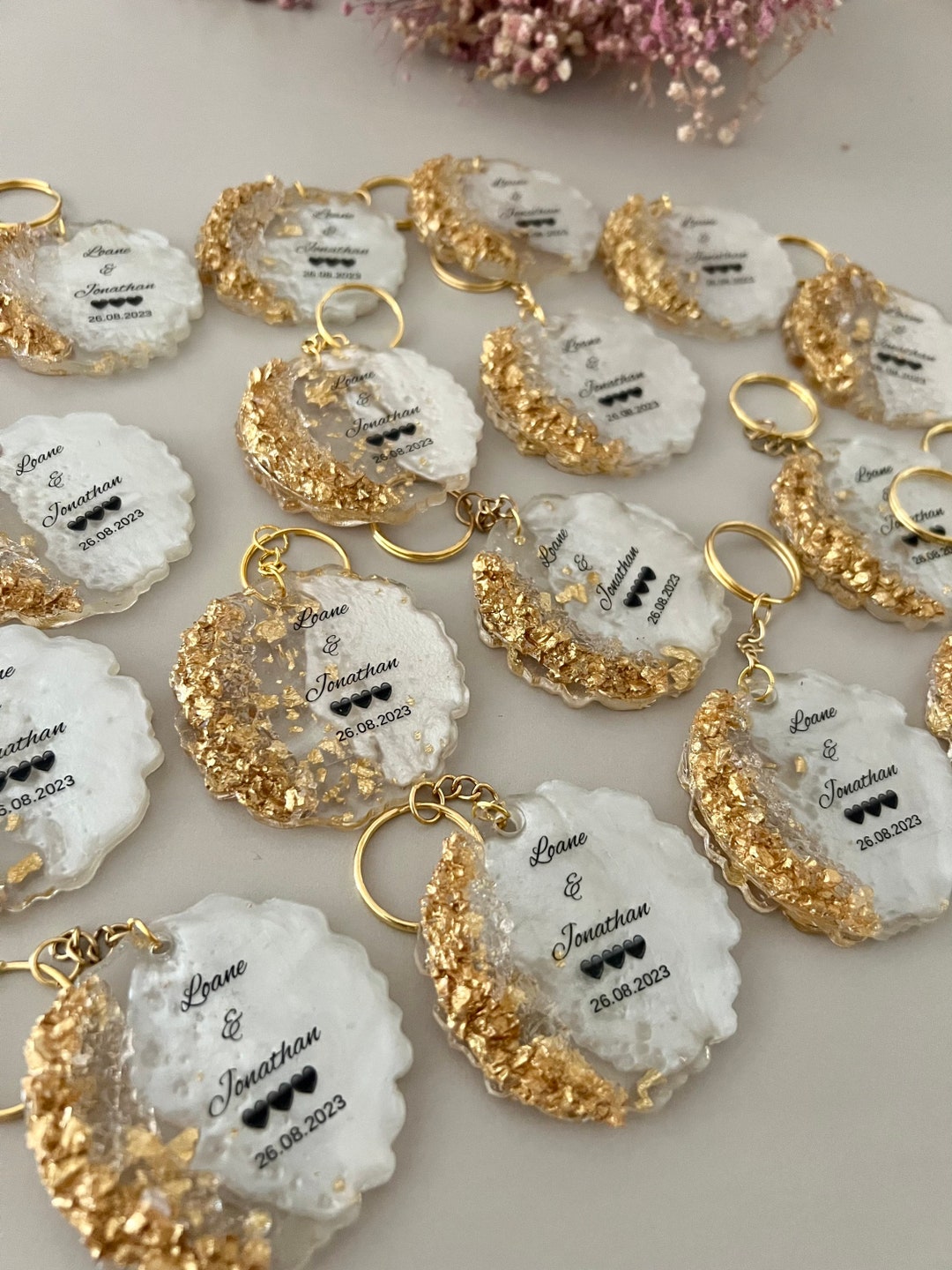 Elegant Gold Wedding Keychain Favors: Bridal Shower Gifts - Etsy