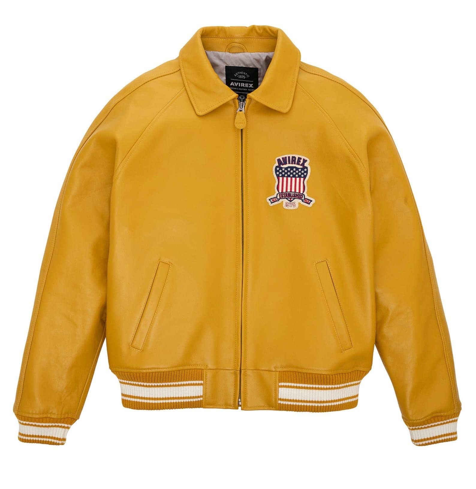 New Men's Avirex Yellow Real Bomber American Flight Jacket Inspiration ...