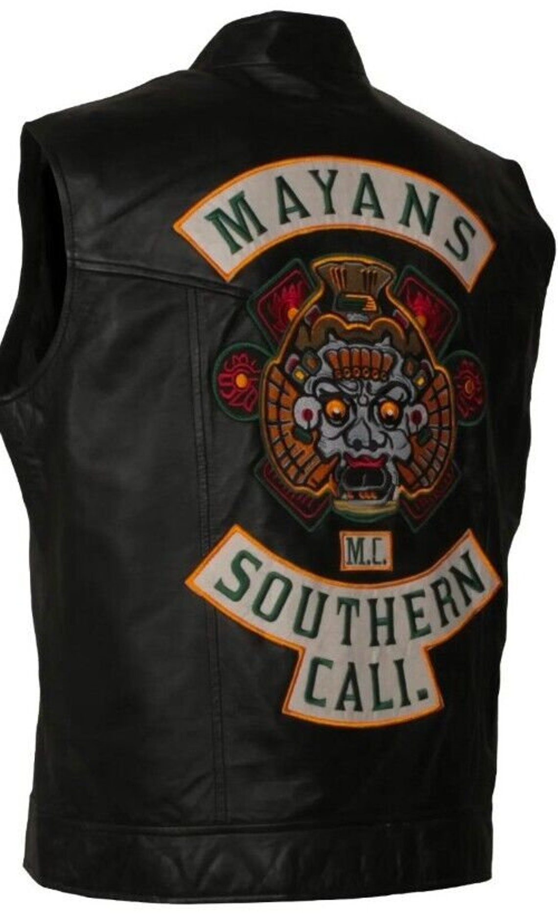Men's Mayans MC Michael Irby Mayans Biker Rider Black Real Leather Vest ...