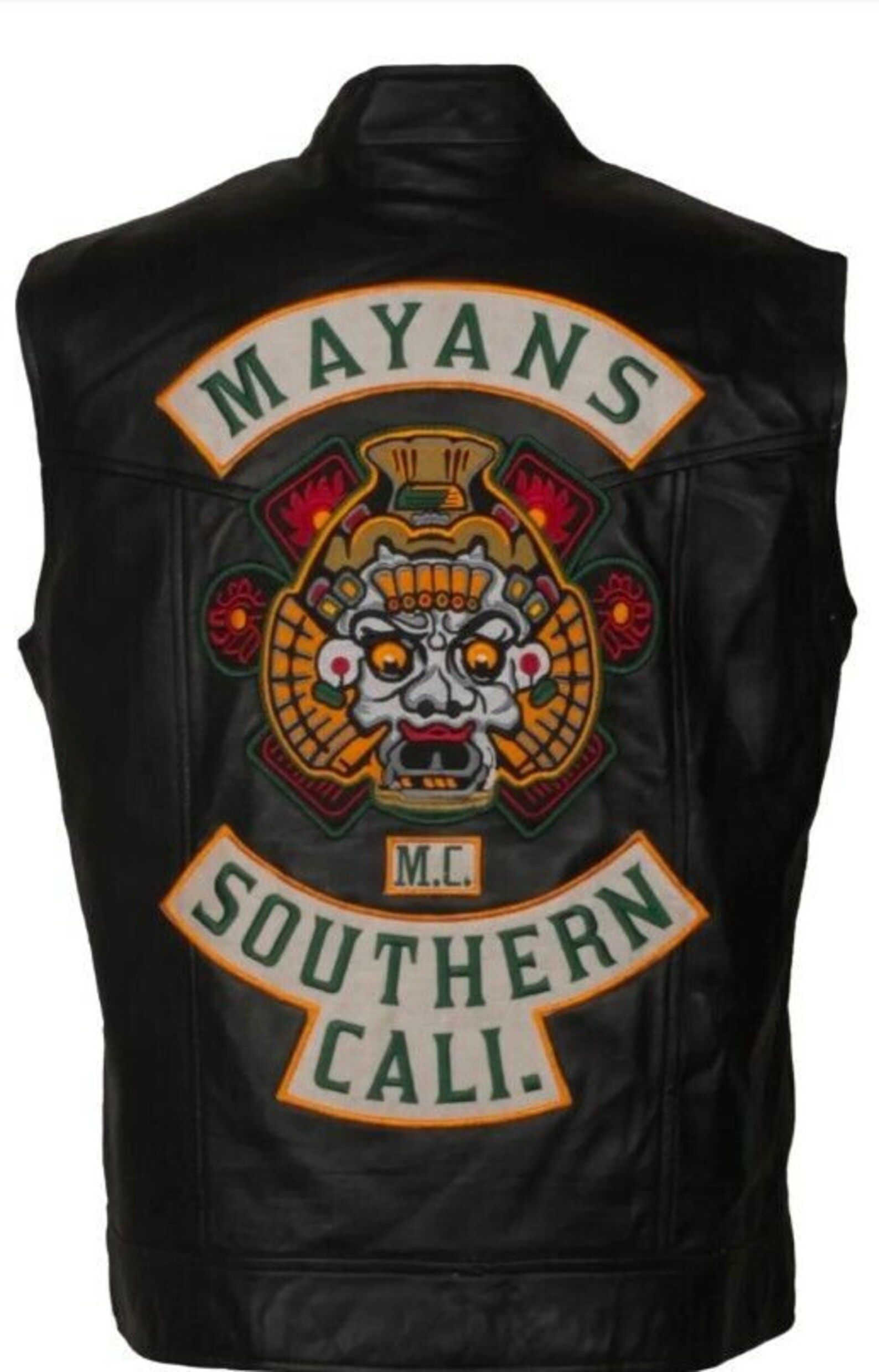 Men's Mayans MC Michael Irby Mayans Biker Rider Black Real Leather Vest ...