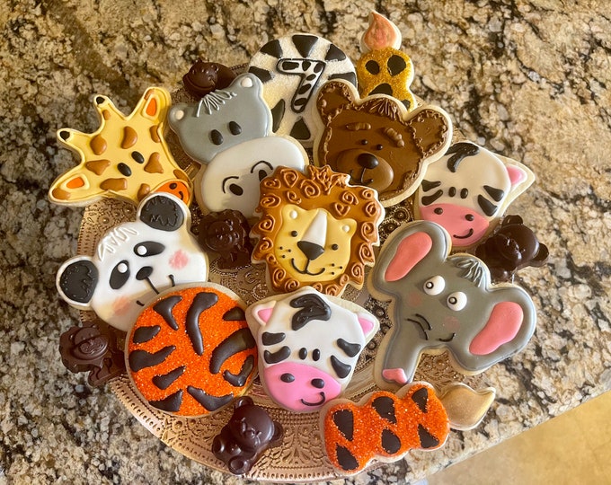 Zoo Safari Birthday Cookies 1 Dozen Baby Birthday | Etsy