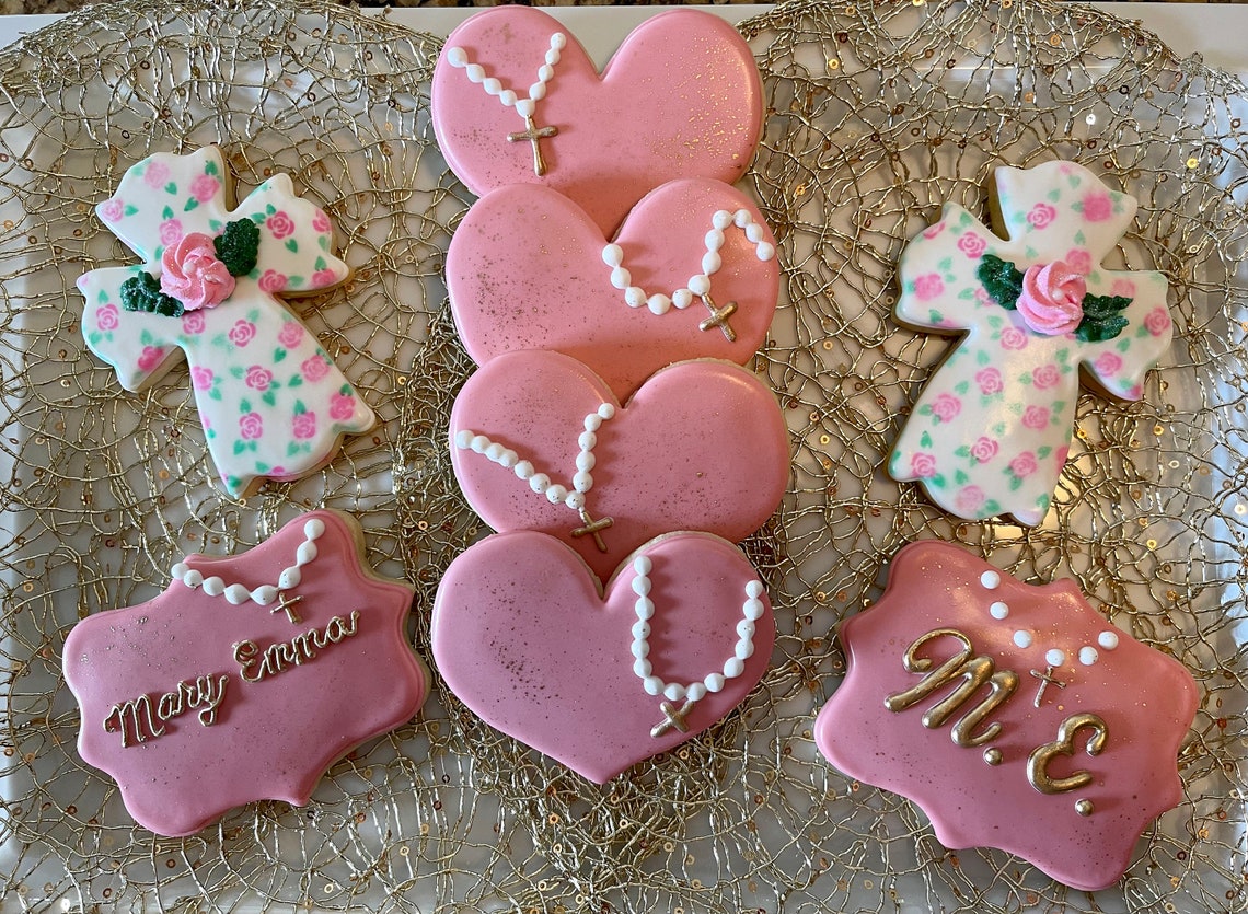 Butter Vanilla Royal Icing Christening Cookies Easter - Etsy