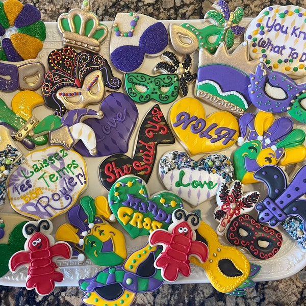 Mardi Gras Cookies - Etsy