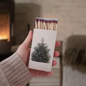 Botanical Matchbox Christmas Double Sided | Christmas Tree | Pinecone ...