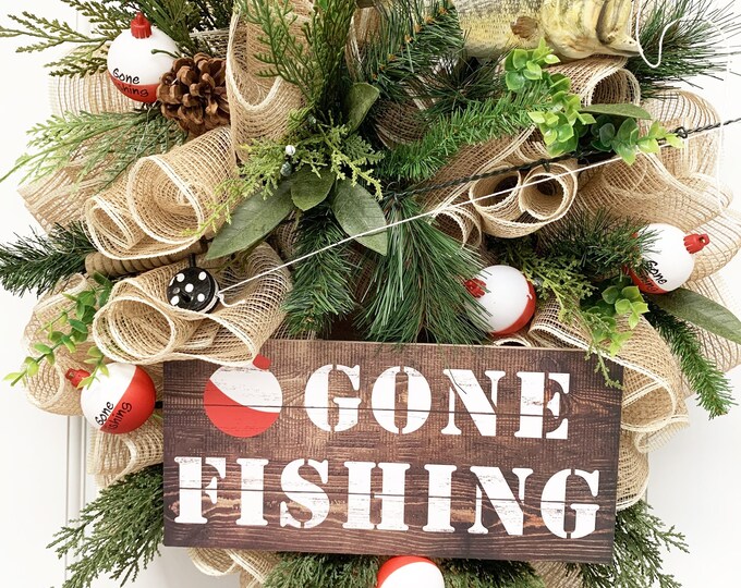 Fishing Wreath Lake House Door Wreath Lake House Wreath - Etsy