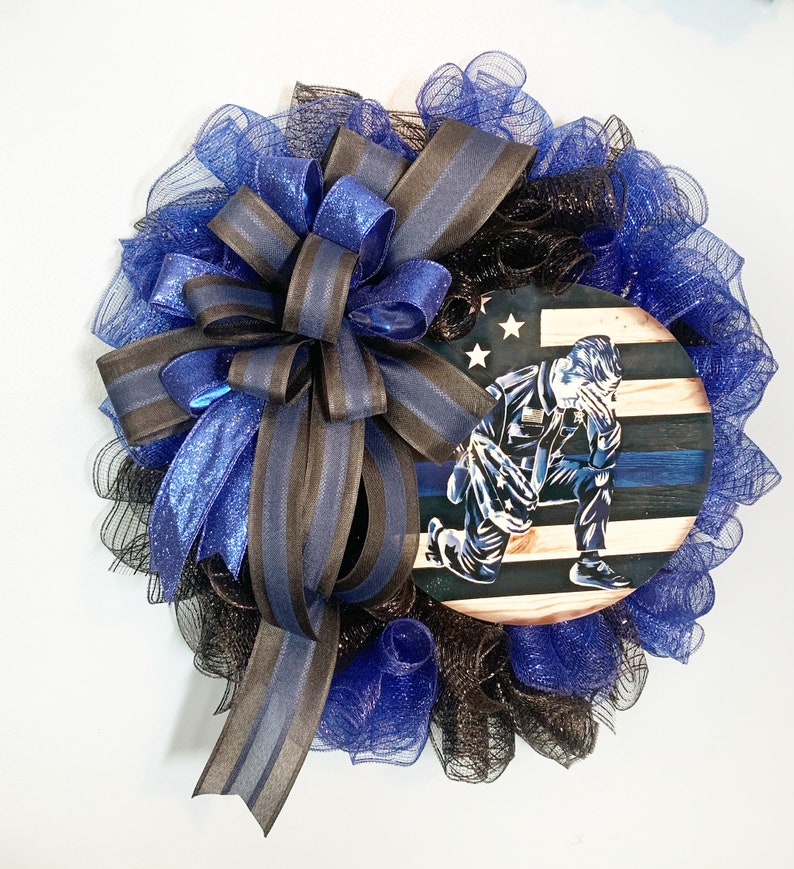 Police Thin Blue Line Gift Police Wreath Thin Blue Line - Etsy