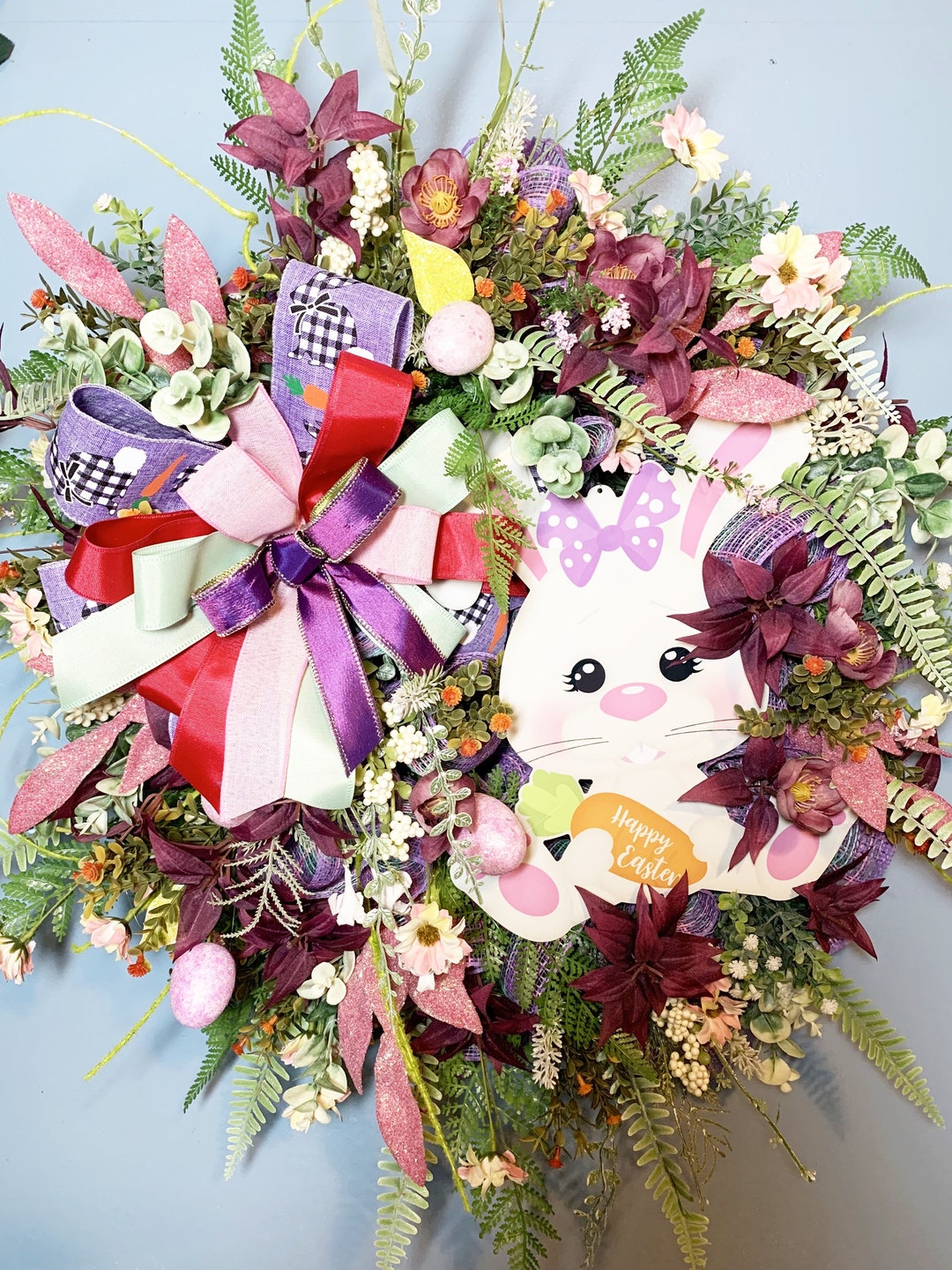 Easter Wreath Easter Wreath Front Door Easter Bunny Wreath Easter Front ...