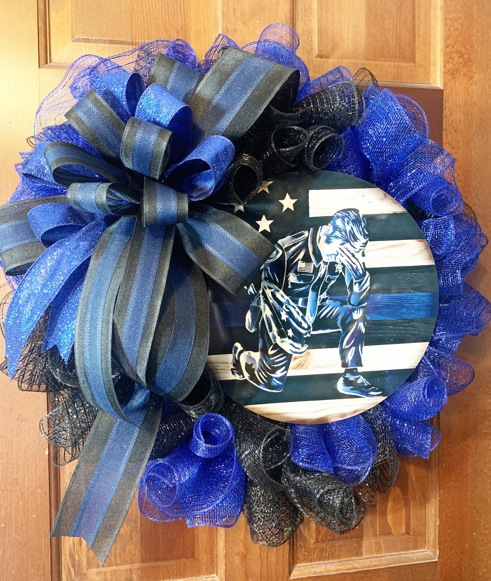 Police Thin Blue Line Gift Police Wreath Thin Blue Line - Etsy