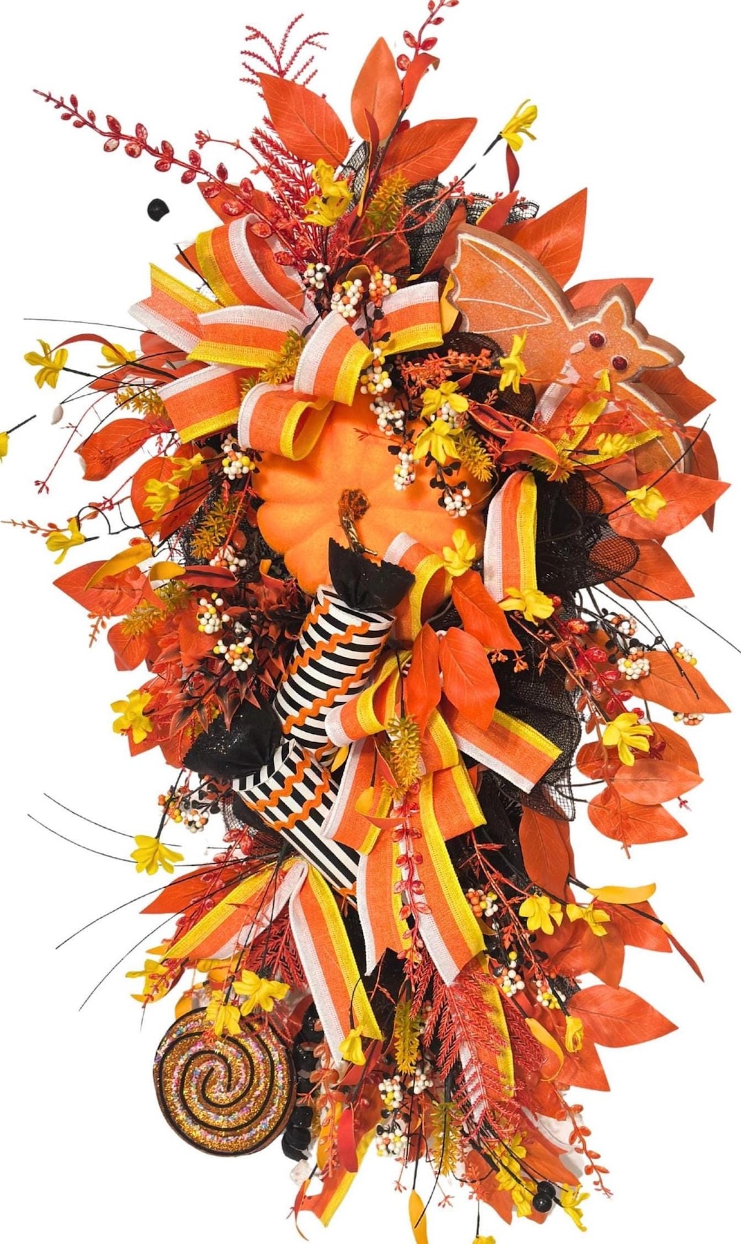 Candy Corn Halloween Wreath: Whimsical Pumpkin Trick-or-treat Swag - Etsy