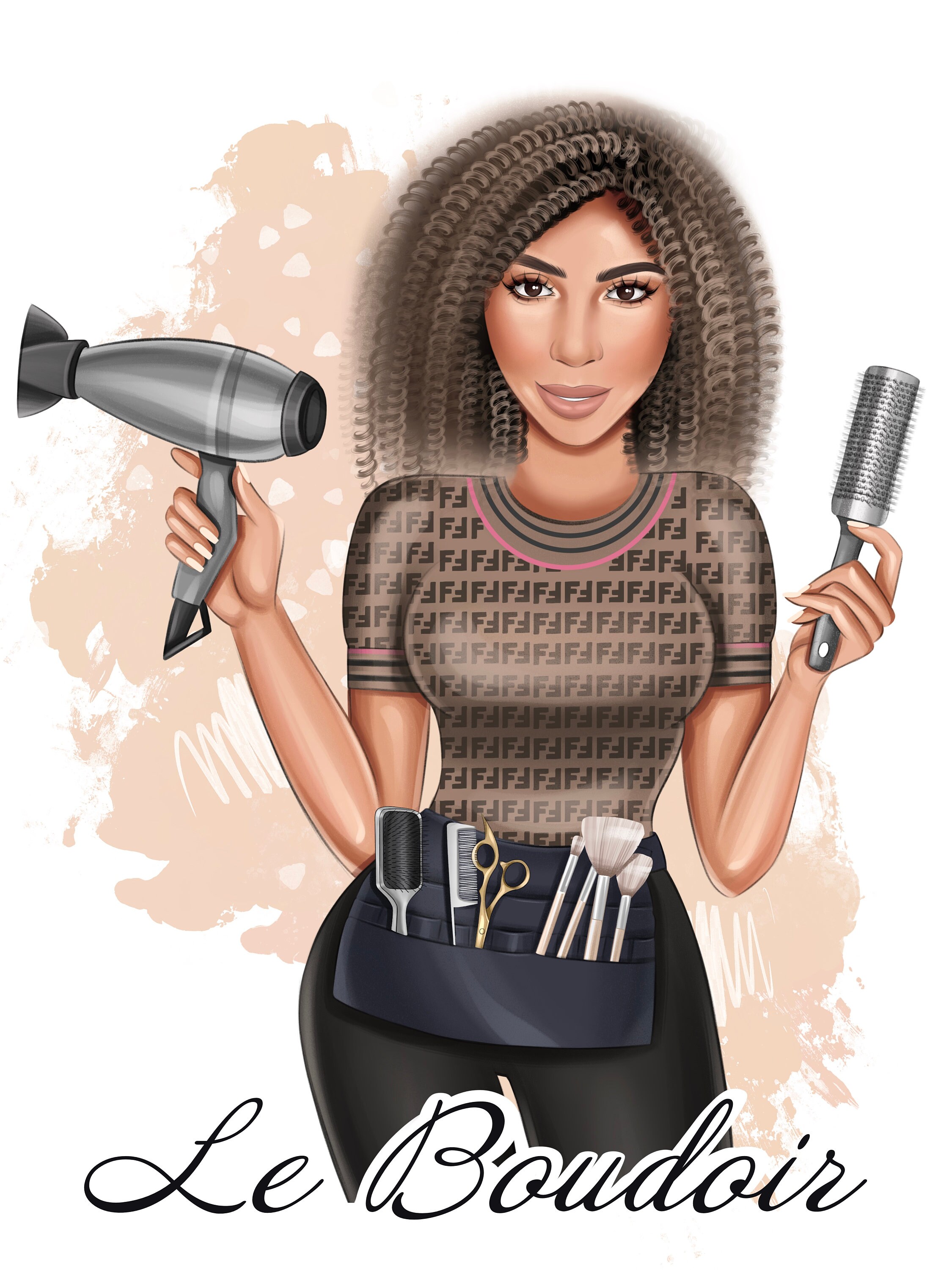 Cartoon Portrait Logo, Beauty Salon Logo Design, Caricature Logo, Hair ...