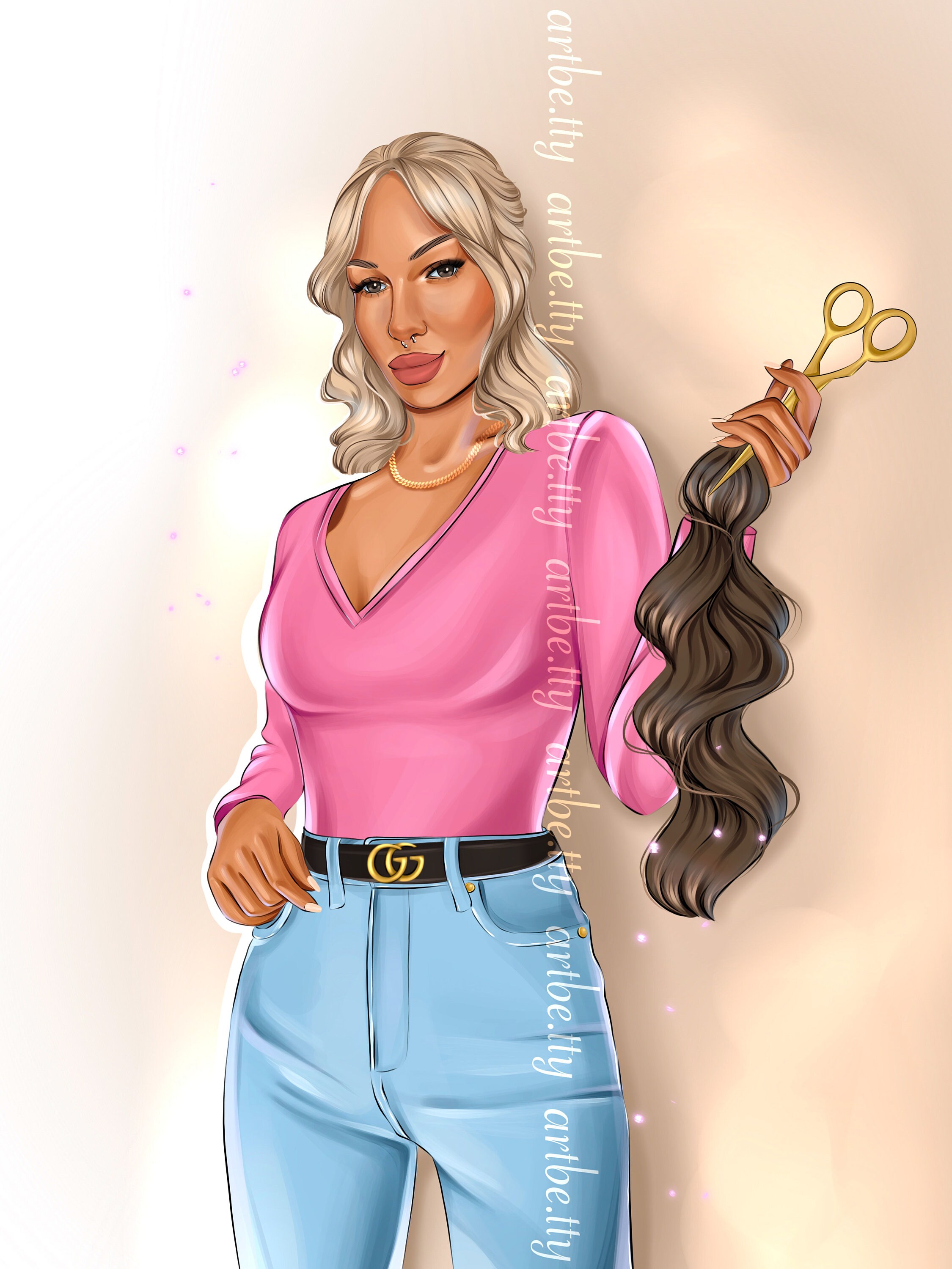 Cartoon Portrait Logo, Beauty Salon Logo Design, Caricature Logo, Hair ...