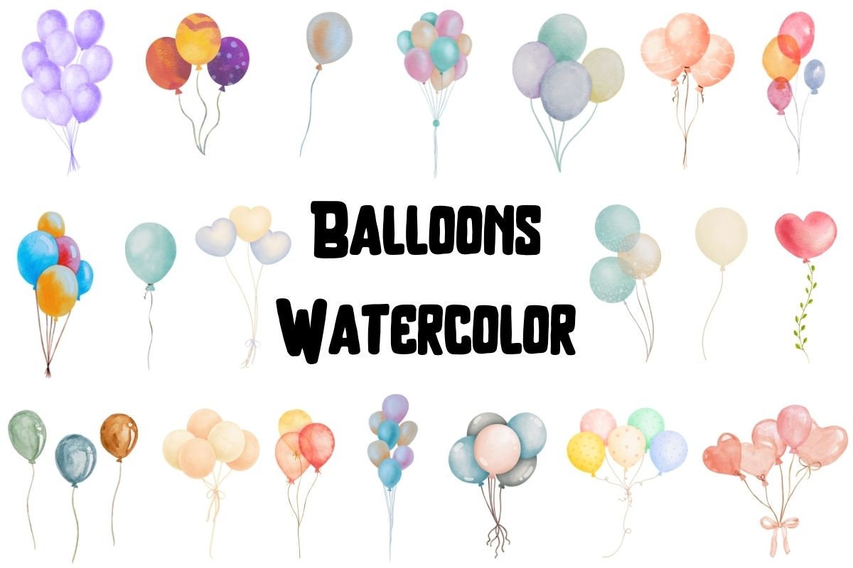 Watercolor Balloons Clipart, Balloons Watercolor, Balloons PNG ...