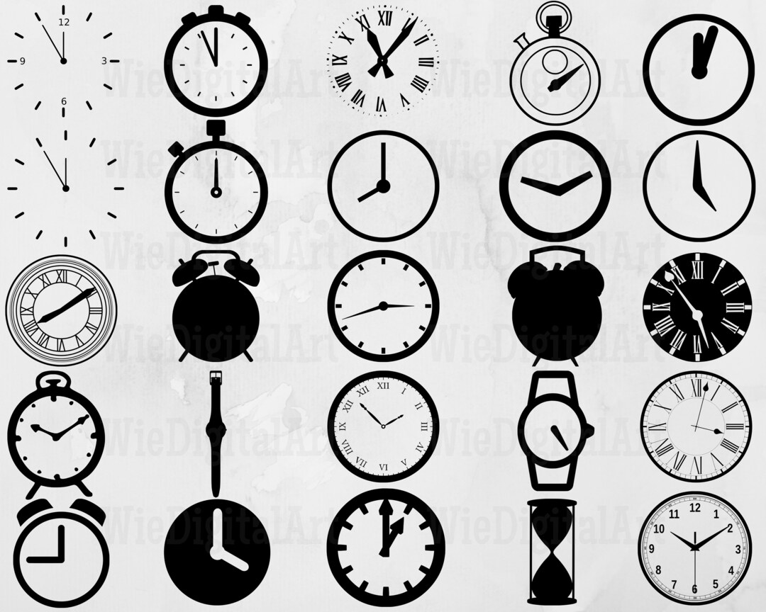 Clock Svg Clock Silhouette Clock Svg Bundle Clock Svg Design Clock Cut ...