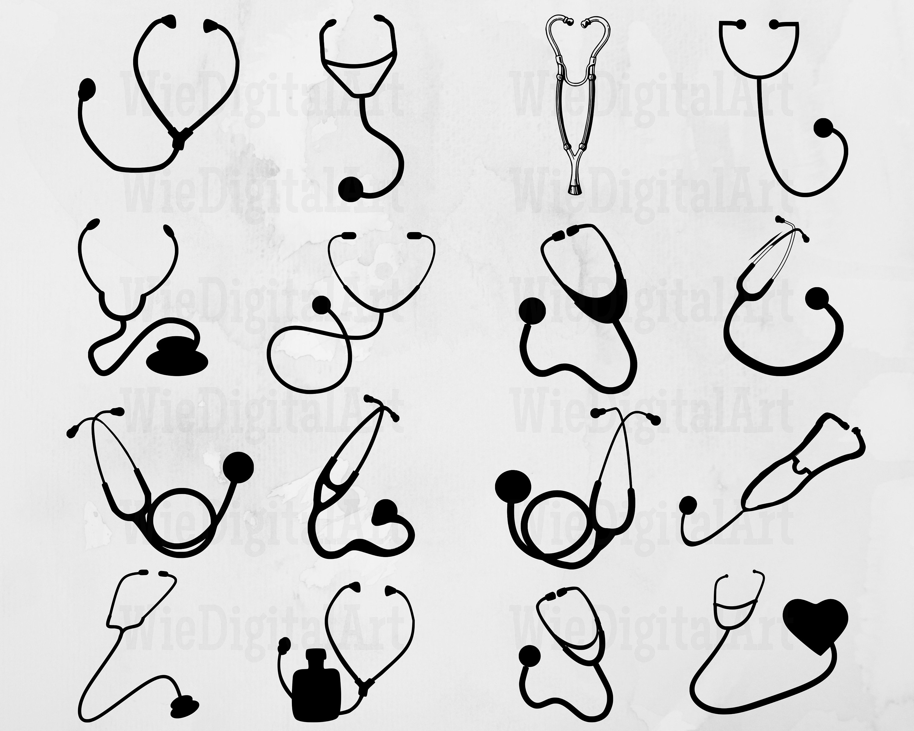Stethoscope Svg Stethoscope Silhouette Stethoscope Svg Bundle ...