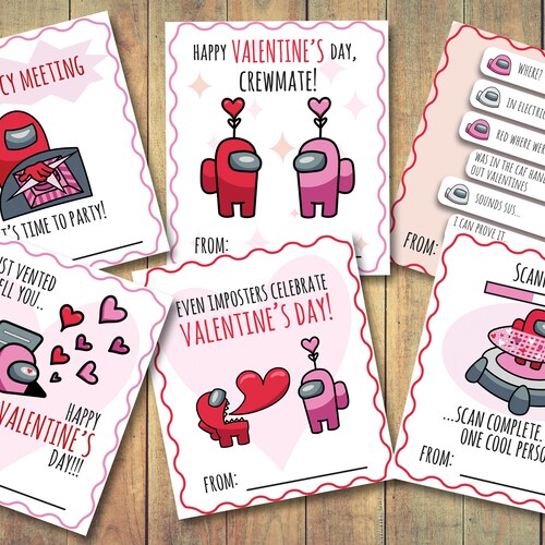 Among Us Valentine Cards Boy Girl Valentine Card Printable - Etsy