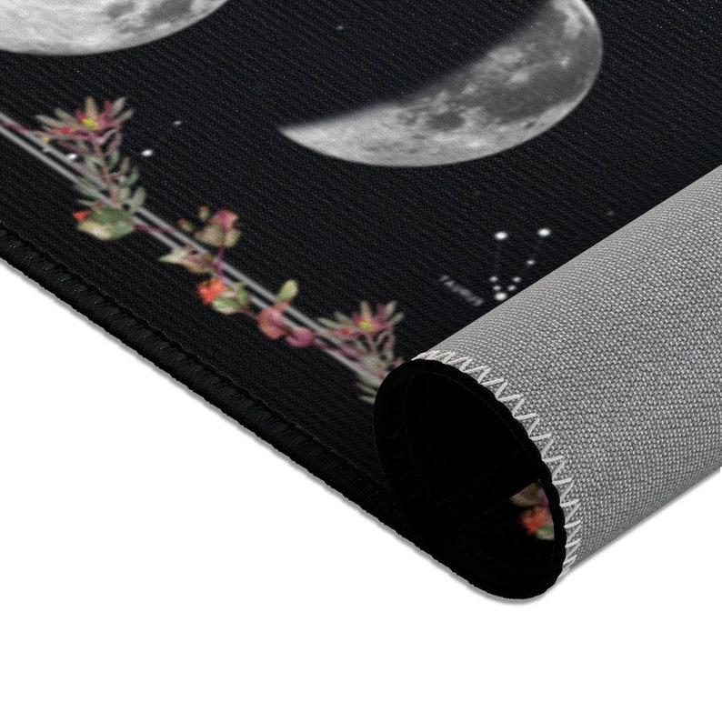Moon Phase Rug Constellations Boho Area Rug Floral Design - Etsy
