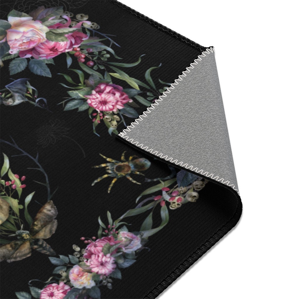 Gothic Rug Skull and Roses Area Rug With Watercolor Pink - Etsy Singapore