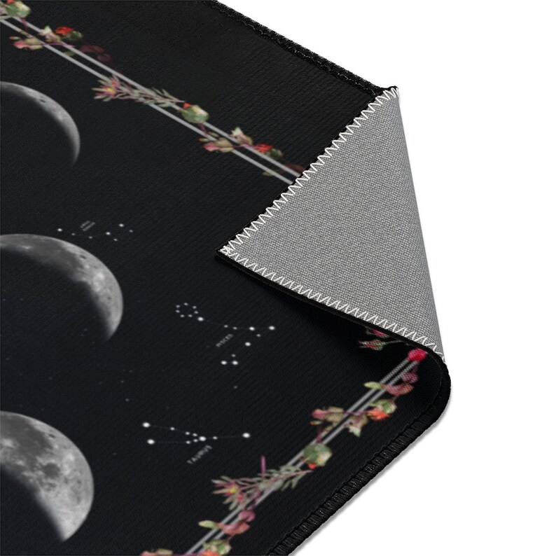 Moon Phase Rug Constellations Boho Area Rug Floral Design - Etsy