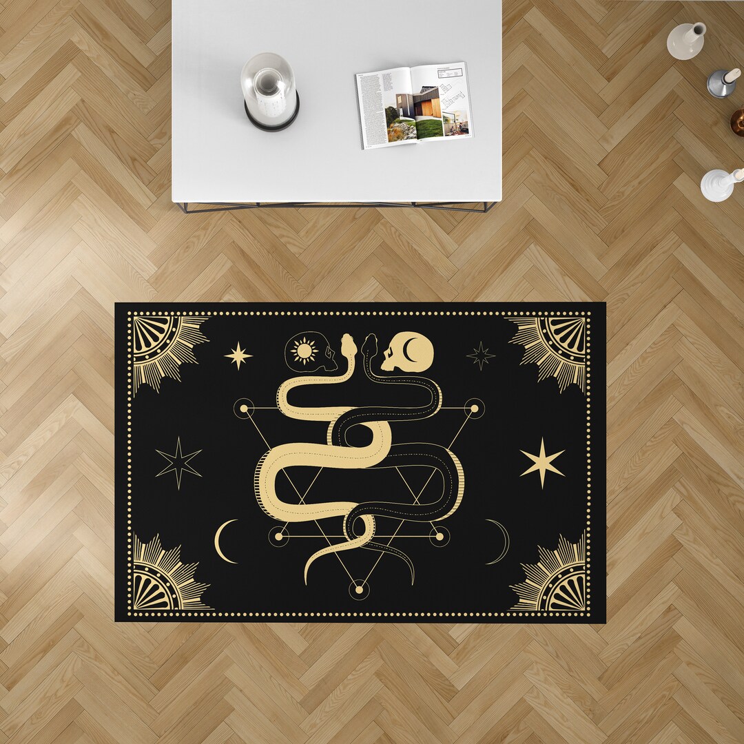 Celestial Tarot Area Rug -6- the Lovers & Zodiac Gemini - Golden Design ...