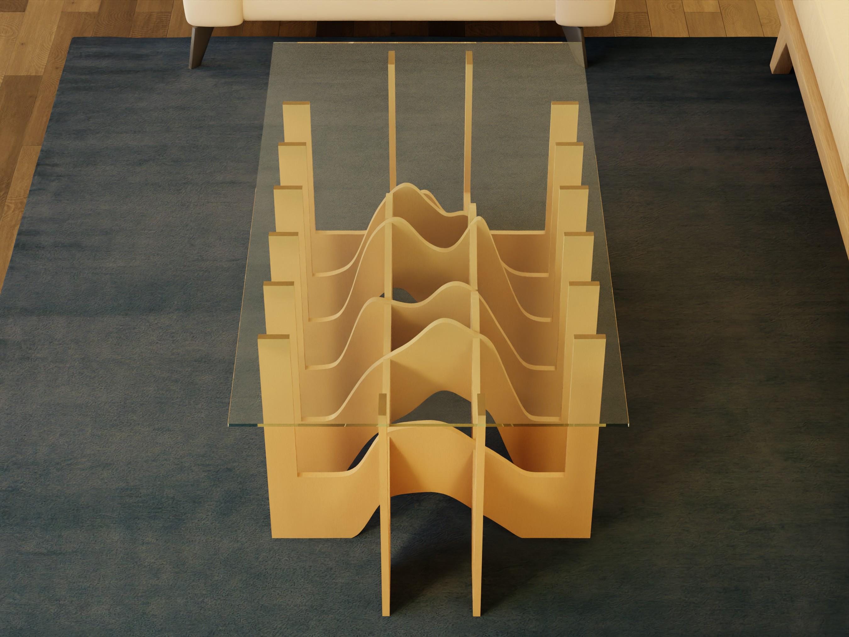 Parametric Mountain Coffee Table CNC Files Modern Abstract Glass Top ...