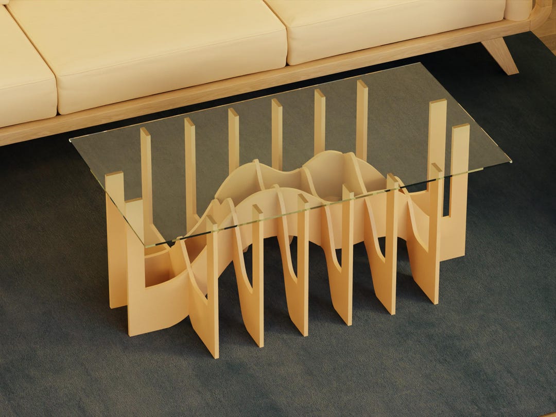 Custom Modern Parametric Coffee Table With Glass Top - Unique Abstract ...