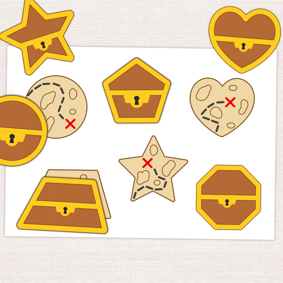 Pirate Treasure Chest Shape Matching Game, Preschool Learning, Shape ...