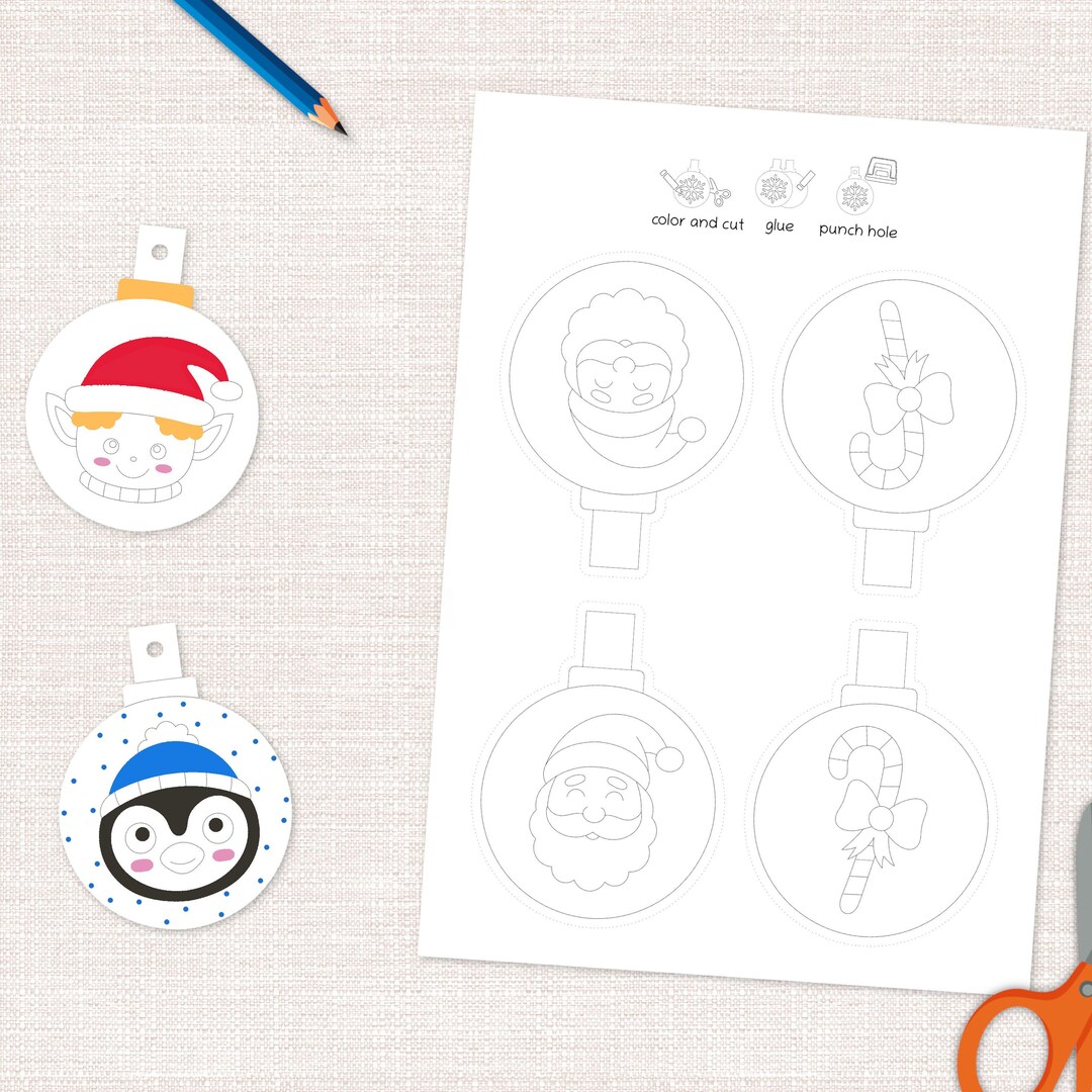 Christmas Bauble Paper Craft Template, Kids Christmas Ornaments, Easy ...