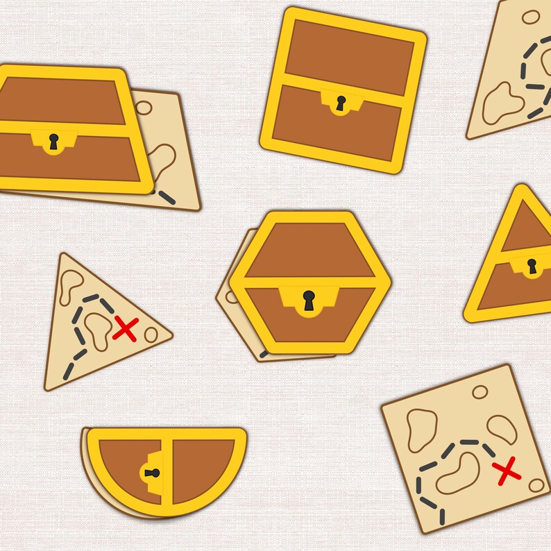 Pirate Treasure Chest Shape Matching Game, Preschool Learning, Shape ...