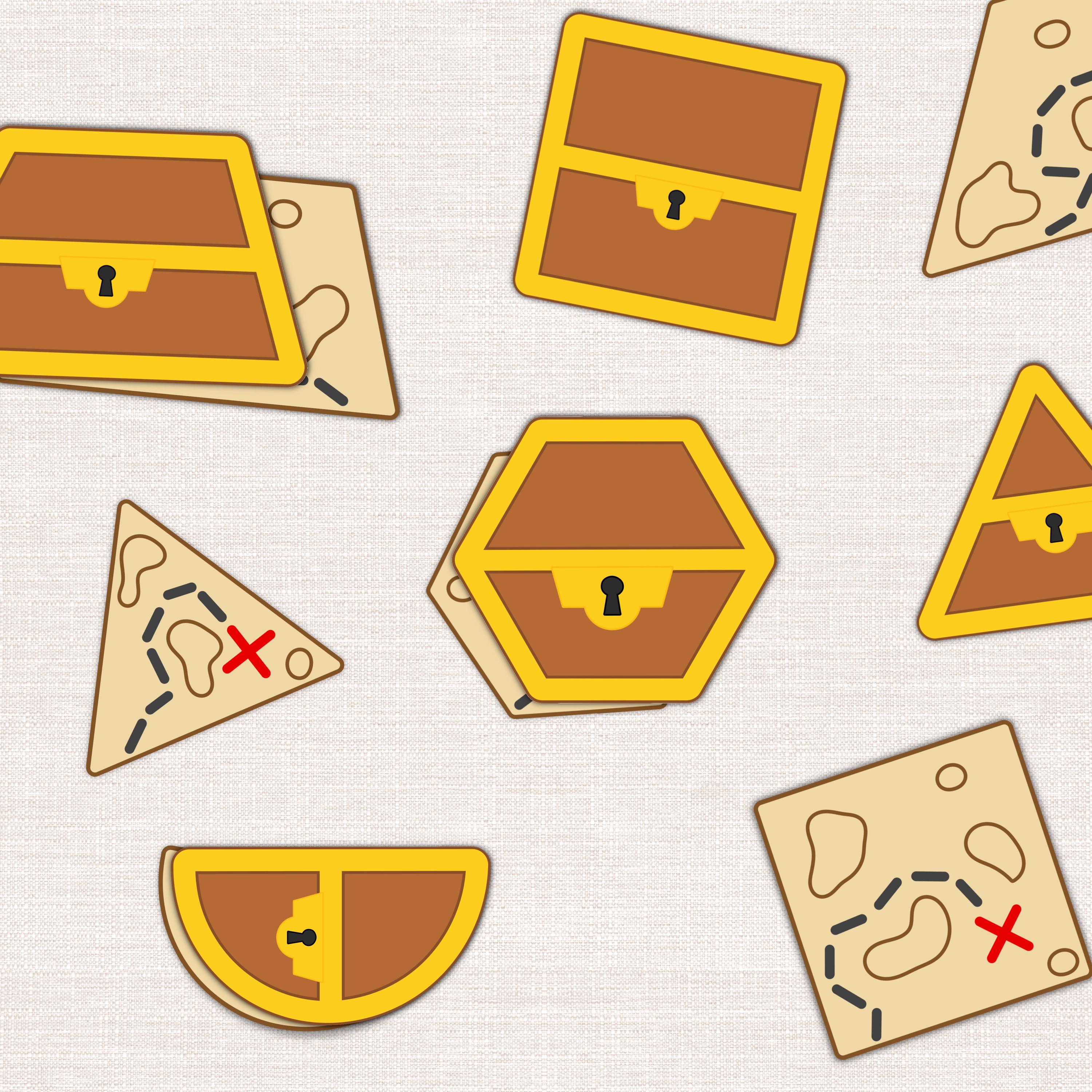 Pirate Treasure Chest Shape Matching Game, Preschool Learning, Shape ...