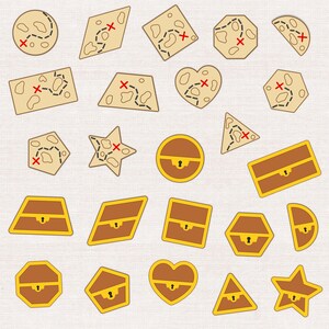 Pirate Treasure Chest Shape Matching Game, Preschool Learning, Shape ...