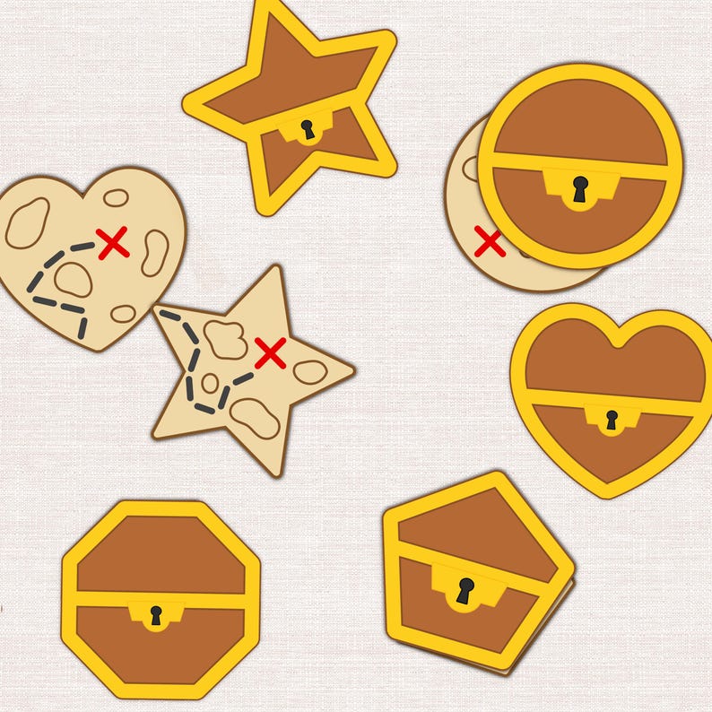 Pirate Treasure Chest Shape Matching Game, Preschool Learning, Shape ...